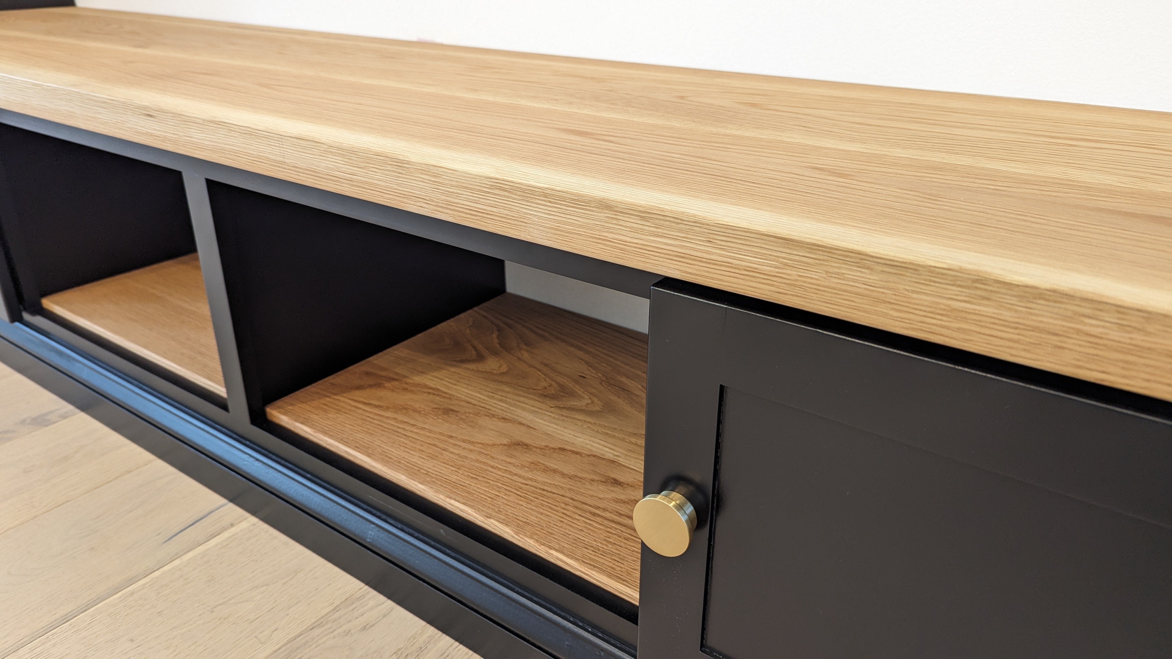 WHITE OAK ENTRY BENCH AND STORAGE CABINET – MorningWood Co.